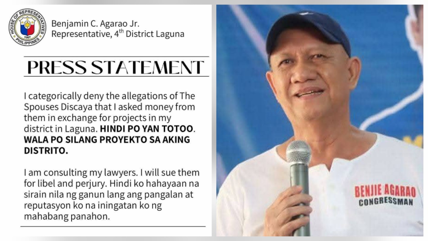 Rep. Benjamin Agarao Jr. Slams Bribery Allegations, Vows Legal Action ...